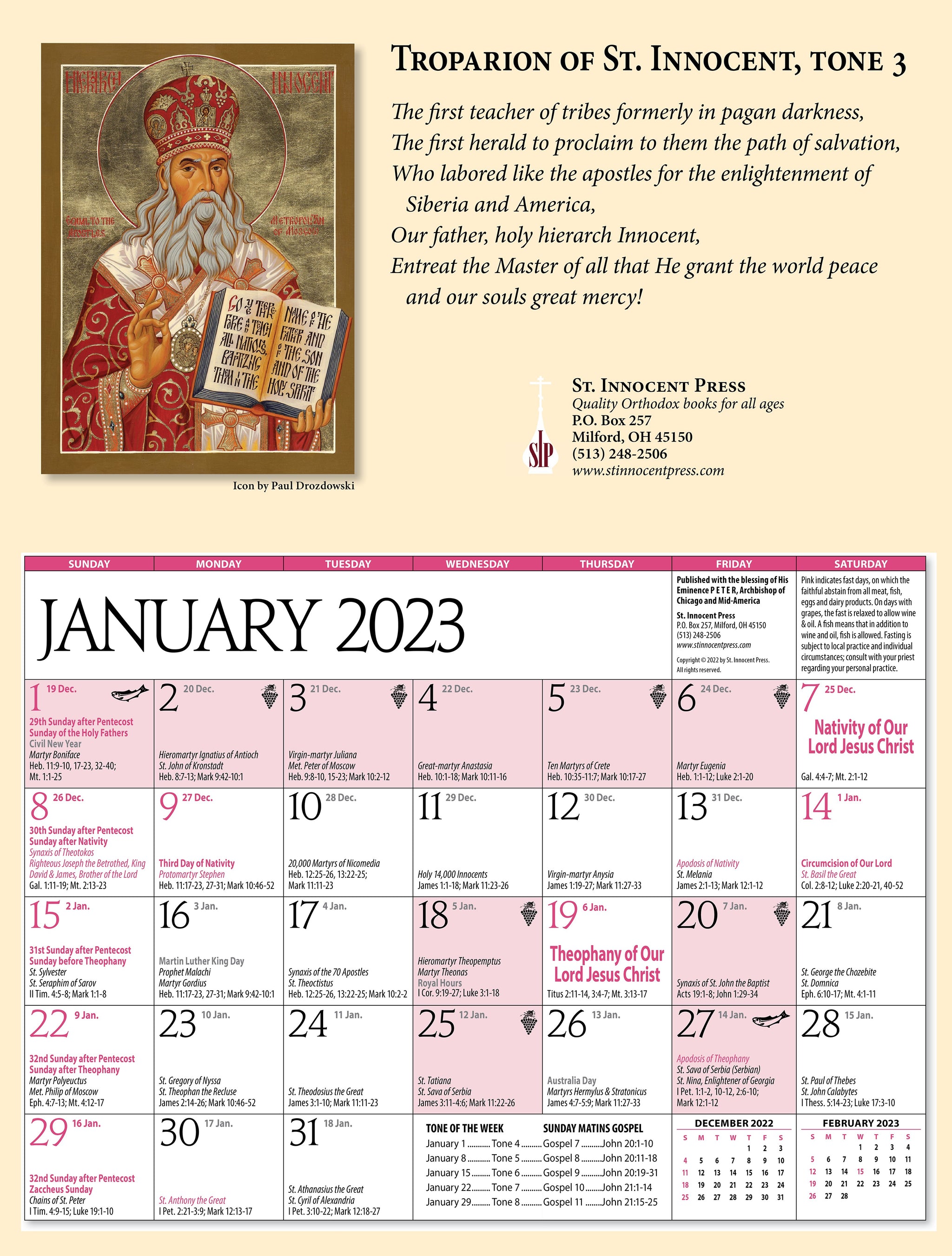 Calendars – St. Innocent Press